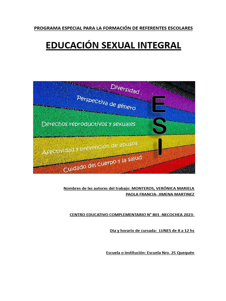 Actividades Cap Esi 2023 | PDF | Educación sexual | La sexualidad humana