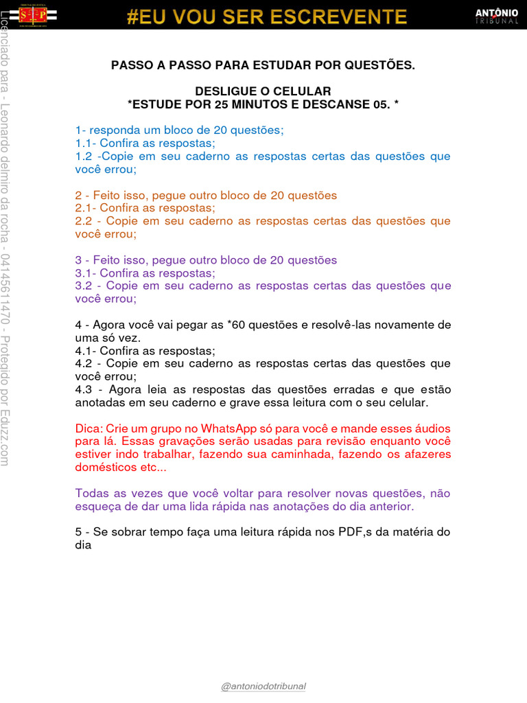 leia-passo-a-passo-para-estudar-por-questoes | PDF