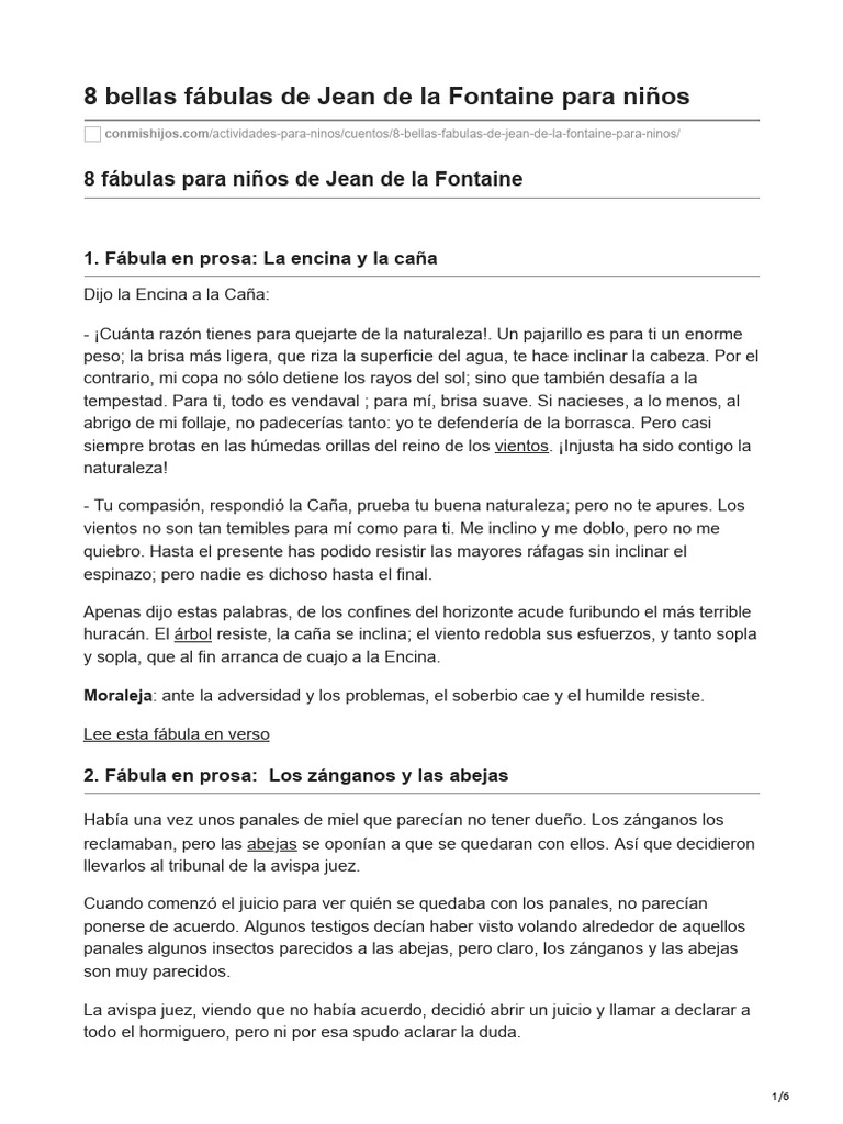 8 Bellas Fábulas de Jean de La Fontaine para Niños | PDF | Fábula