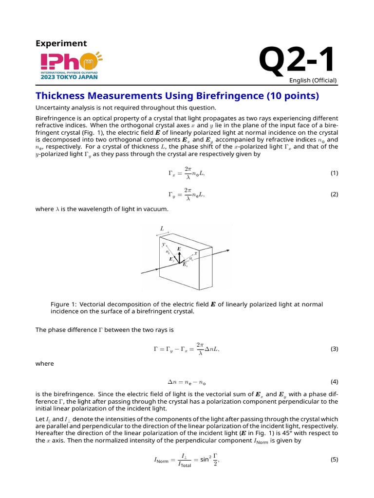 Exam Experiment Q2 English | PDF | Polarization (Waves) | Refractive Index