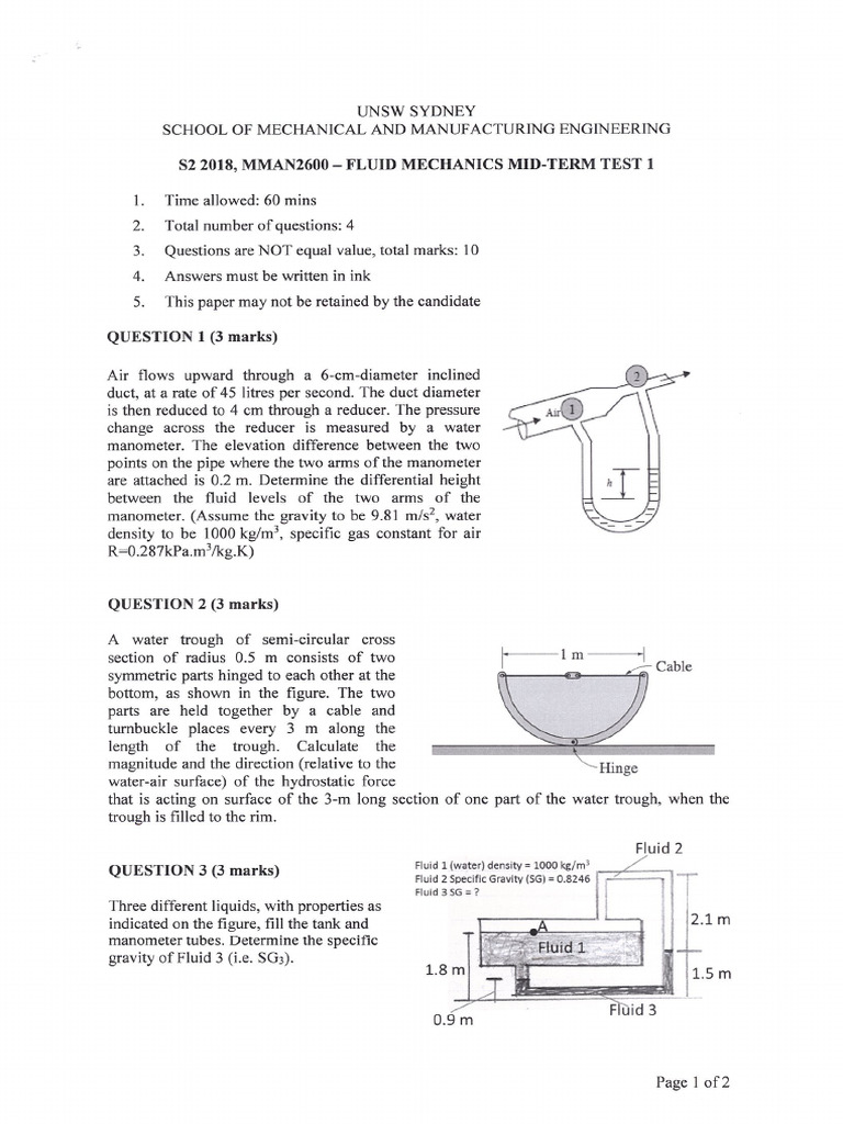 ENGG2500 2018 Mid Sol | PDF | Gases | Physics
