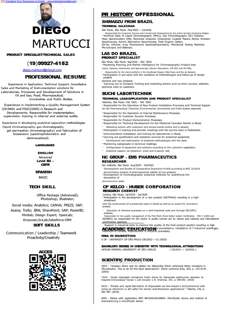 CV Diego Oficial 2.Pt - en | PDF | Spectroscopy | Microfluidics