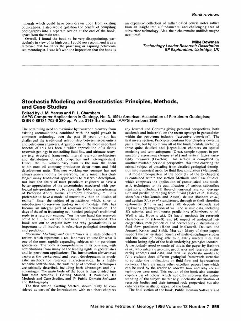 Stochastic Modeling and Geostatistics - Principles, Methods, and Case Studies | PDF | Petroleum ...