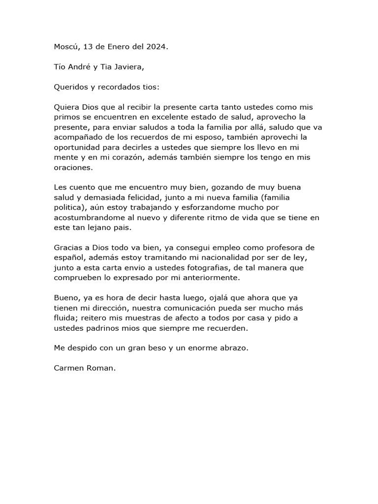 Carta Familiar | PDF