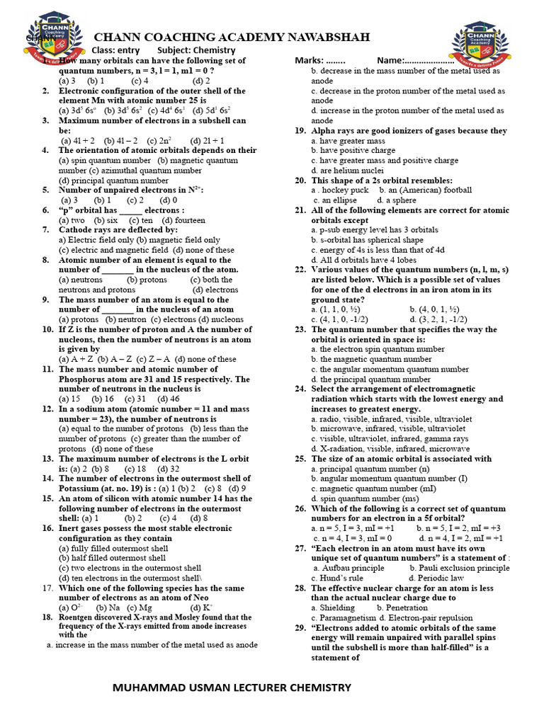 Atomic Structure 3 Pdf Atomic Orbital Atoms
