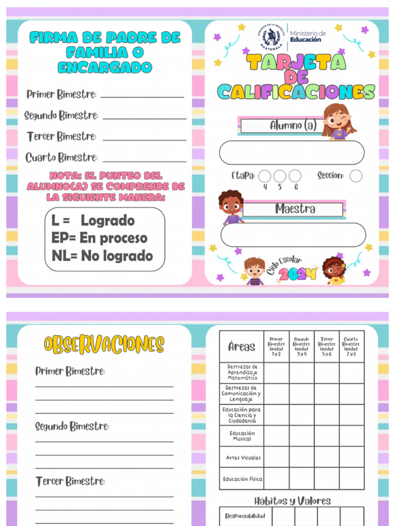 Tarjetas de Calificaciones | PDF