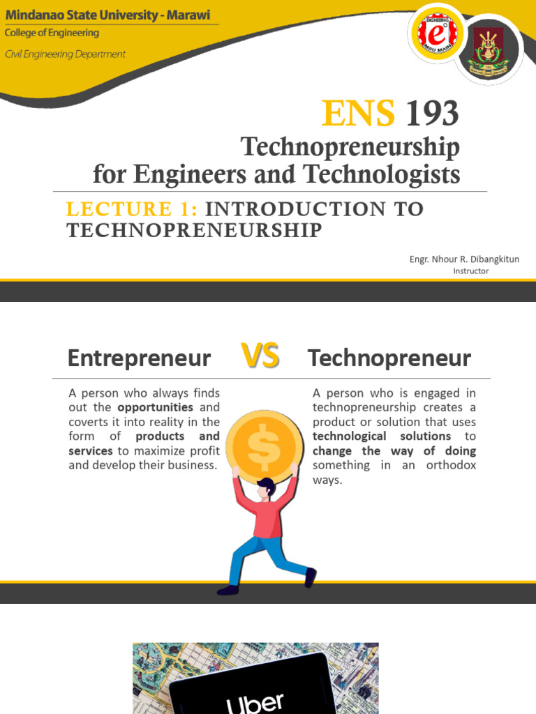 Technopreneurship Lecture 1 | PDF | Innovation | Entrepreneurship