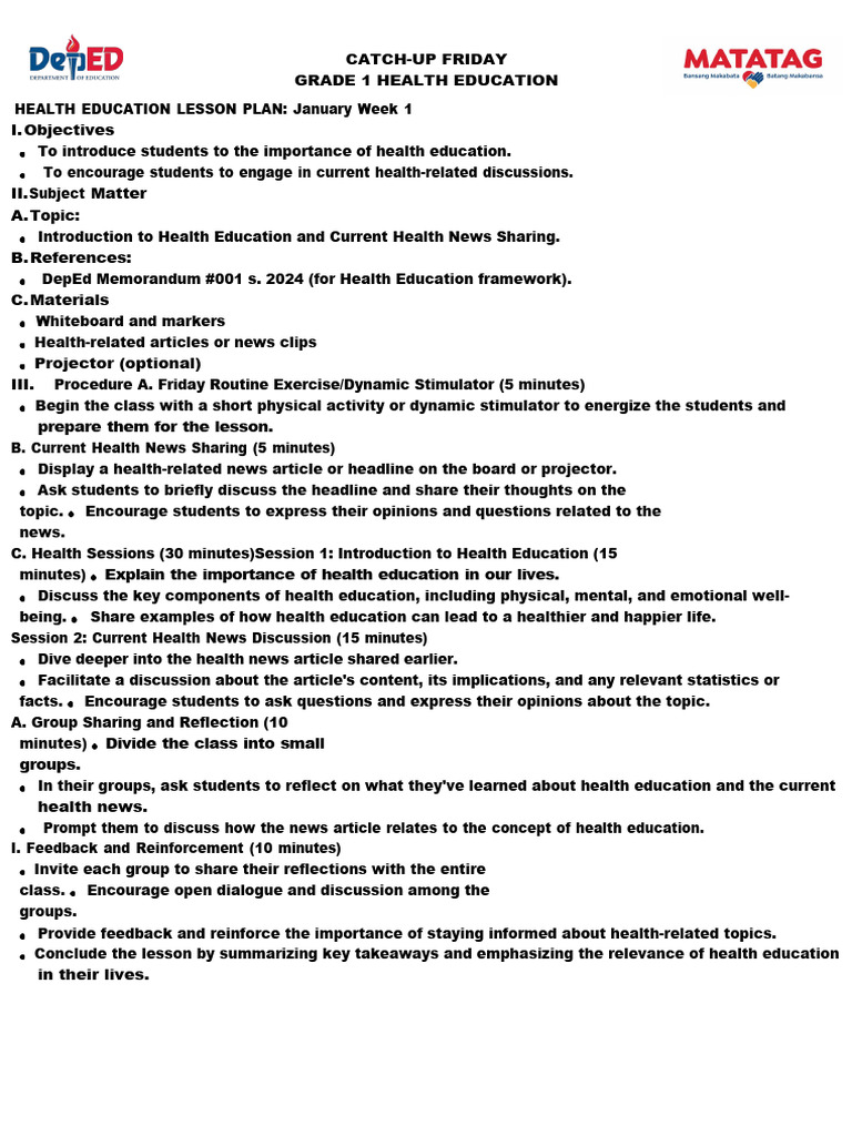 GRADE 1 HEALTH | PDF | Health Education | Hygiene