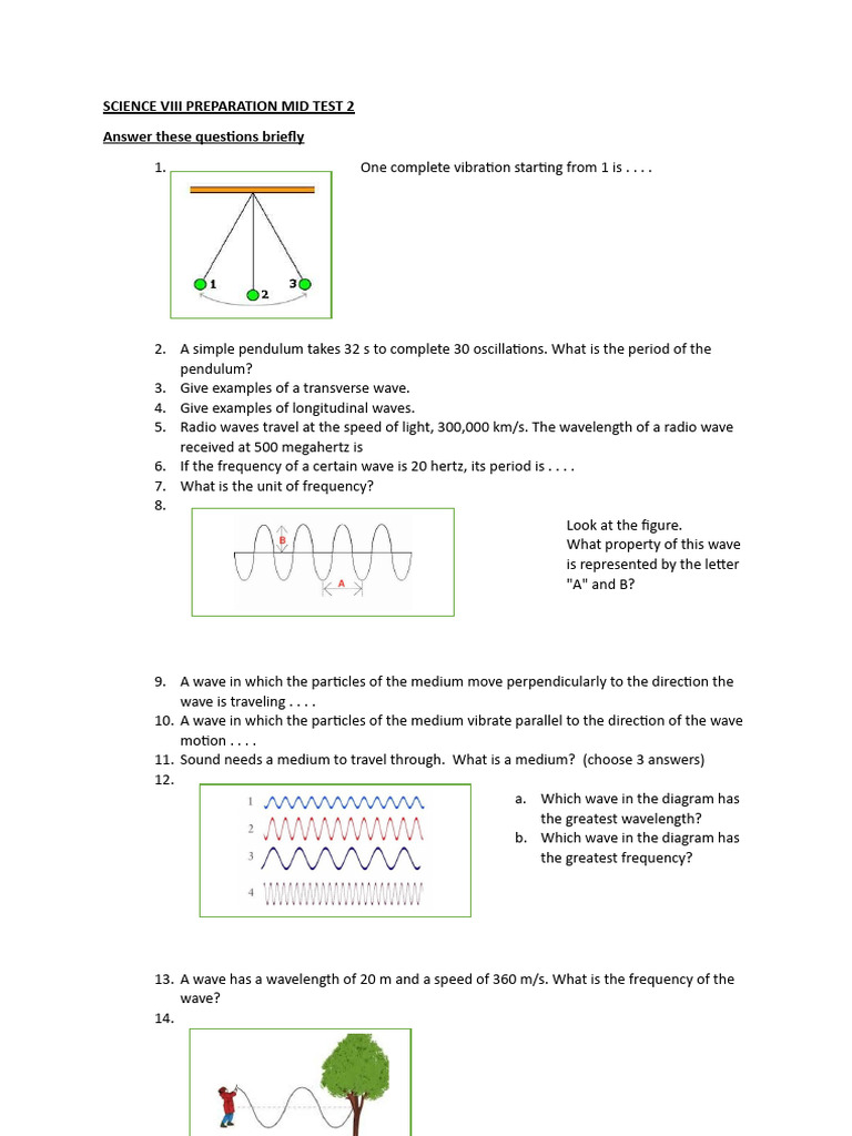 Science Viii Preparation Mid Test 2 | PDF | Waves | Frequency