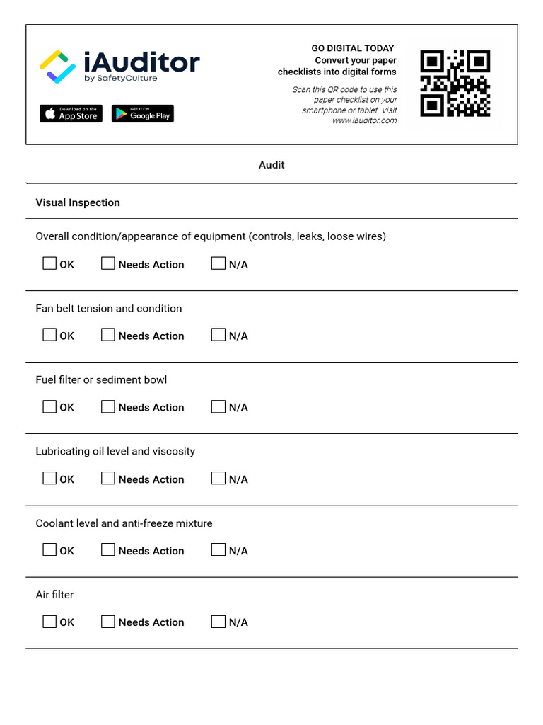 Basic Diesel Generator Maintenance Checklist - SafetyCulture | PDF ... Basic Diesel Generator Maintenance Checklist - SafetyCulture | PDF ...