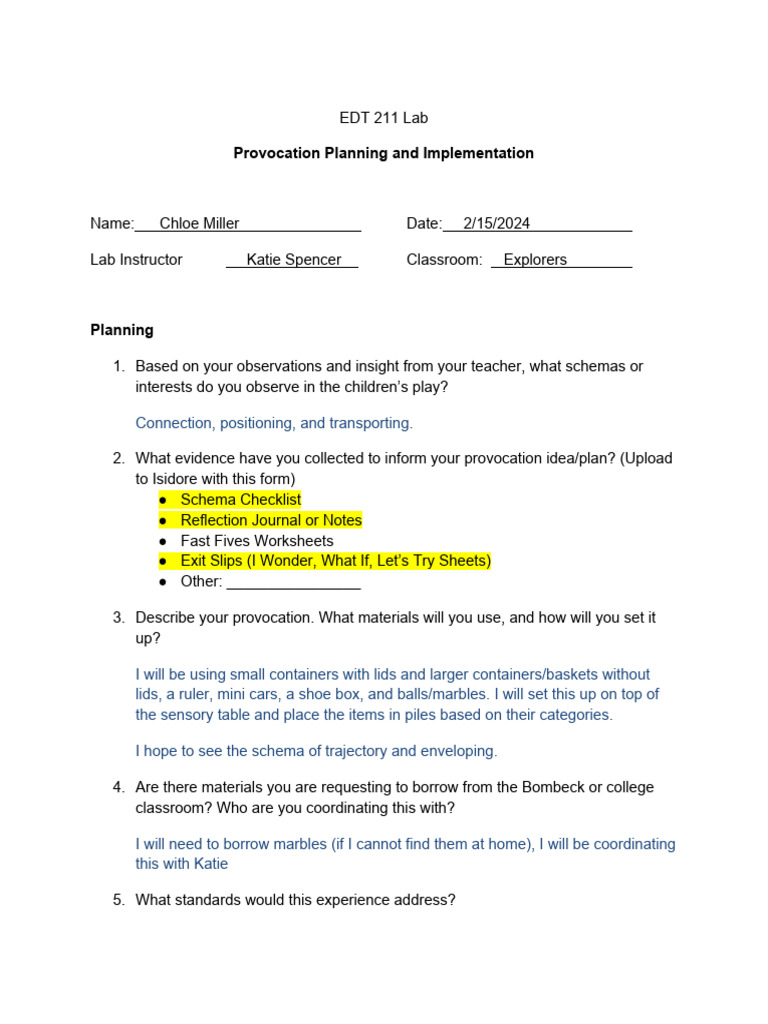Provocation Planning for Child Play | PDF | Behavior Modification ...
