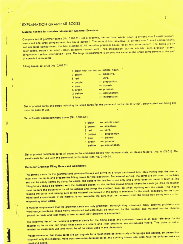 Grammar Boxes Contents List | PDF