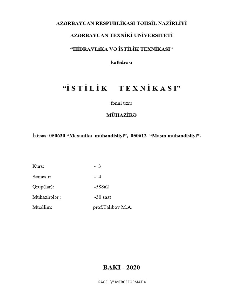 Az?rbaycan Respublikasi T?HS?L naziRL?Y? Àz?rbaycan Texnik? Univ | PDF