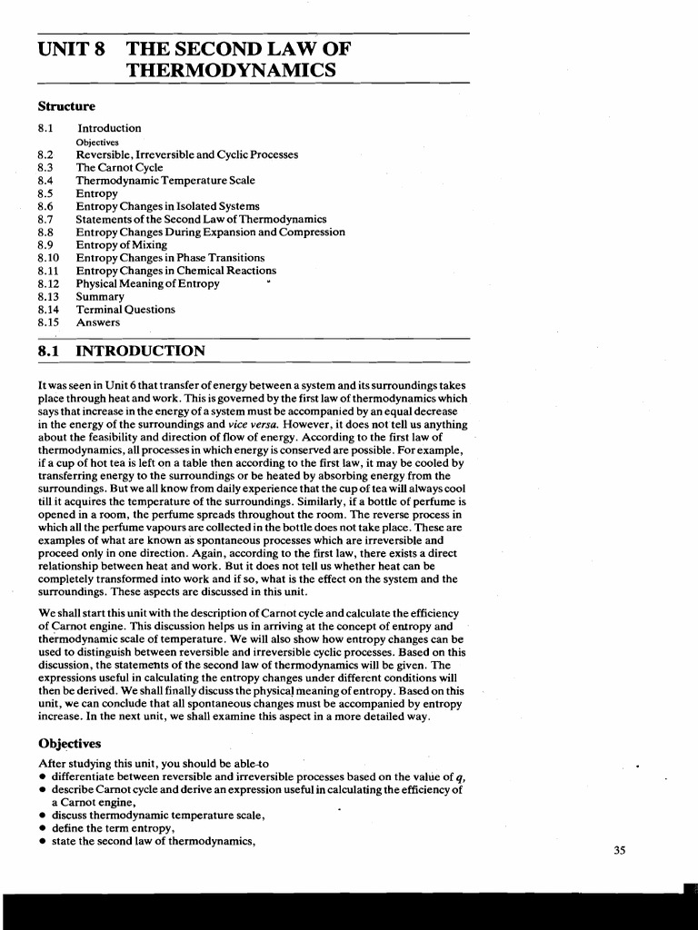 Unit-8 | PDF | Entropy | Second Law Of Thermodynamics