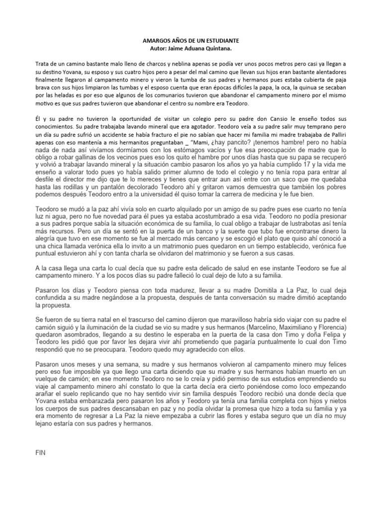 Resumen de Amargos Años de Un Estudiante | PDF