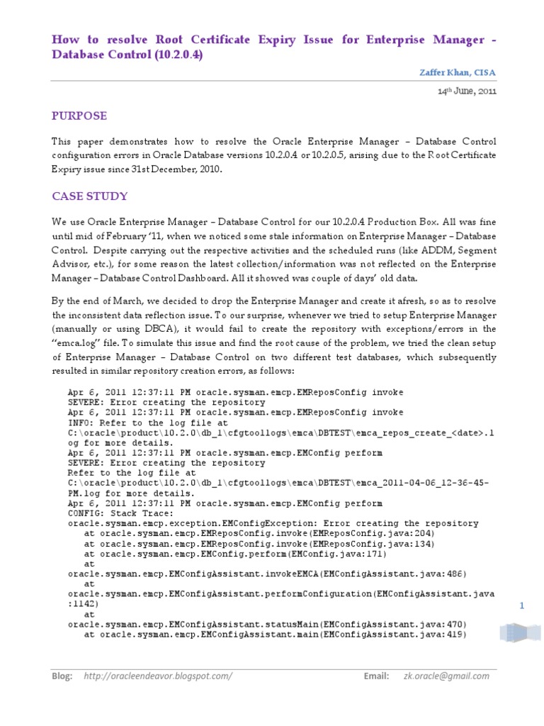 CKE-How To Resolve Root Certificate Expiry Issue For Enterprise Manager ...