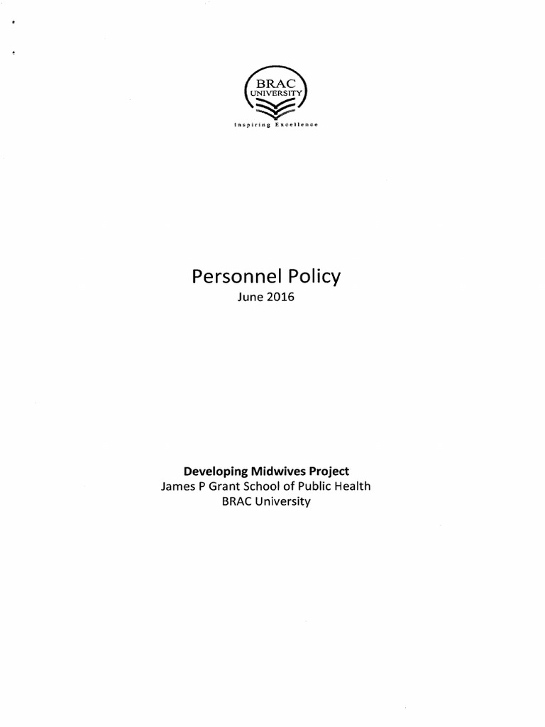 2016-Personnel Policy | PDF | Workweek And Weekend | Employment