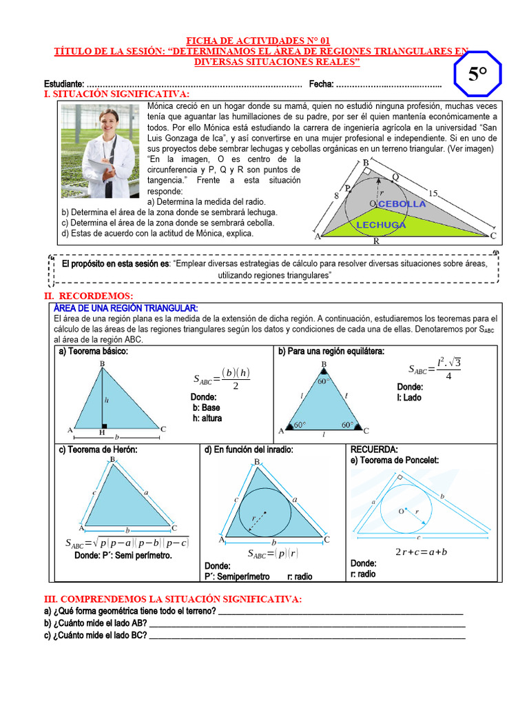 Ficha 1 - 5° | PDF | Triángulo | Geometría del plano euclidiano