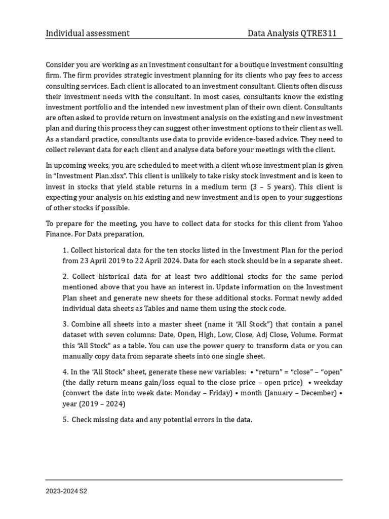 Individual Assessment | PDF | Consultant | Investing