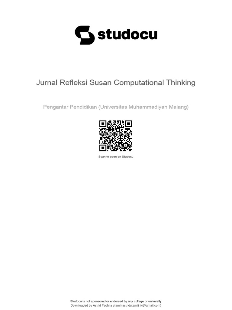 Jurnal Refleksi Susan Computational Thinking | PDF Jurnal Refleksi Susan Computational Thinking | PDF