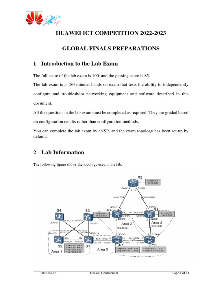 Huawei ICT Competition Lab Exam Guide | PDF | Computer Network ...