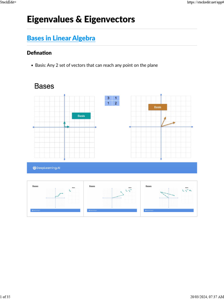 StackEdit+linear Algebra EigenVectors | PDF | Eigenvalues And Eigenvectors | Vector Space
