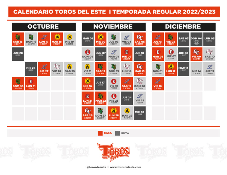 Toros del Este Schedule 2022/23 | PDF