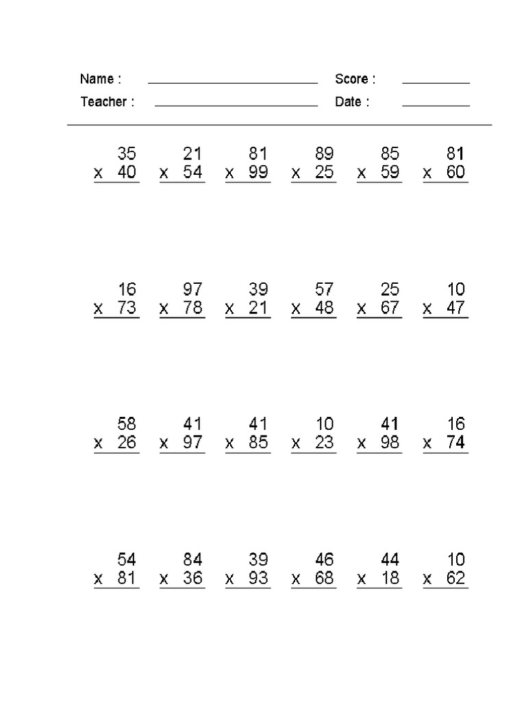 Math Worksheet | PDF
