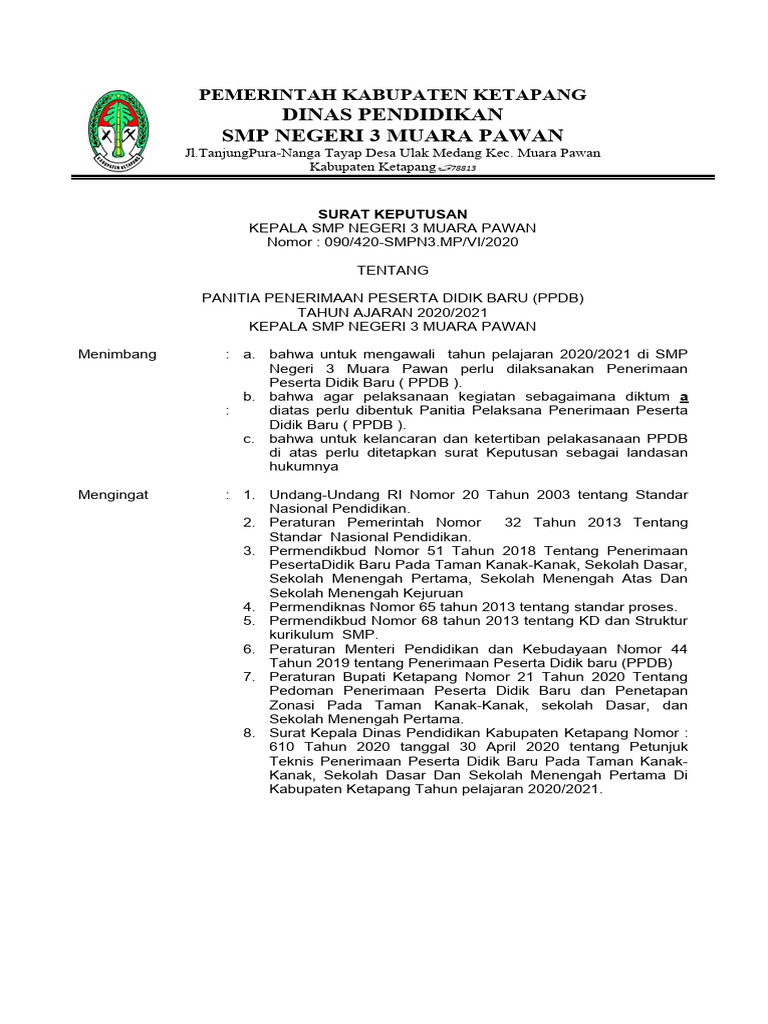 SK PPDB SMPN 3 MP Edit | PDF