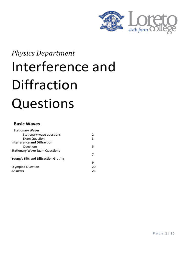 Interference Questions 2017-18 | PDF | Diffraction | Classical Mechanics
