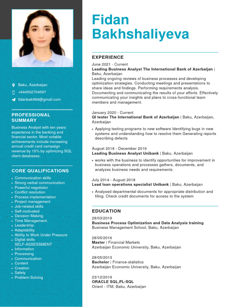 CV Fidan Bakhshaliyeva | Download Free PDF | Business Process | Information Technology