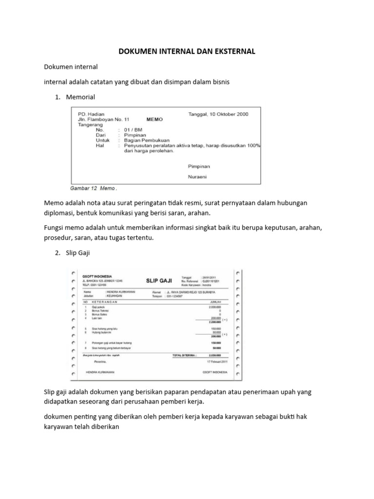 Dokumen Internal Dan Eksternal | PDF