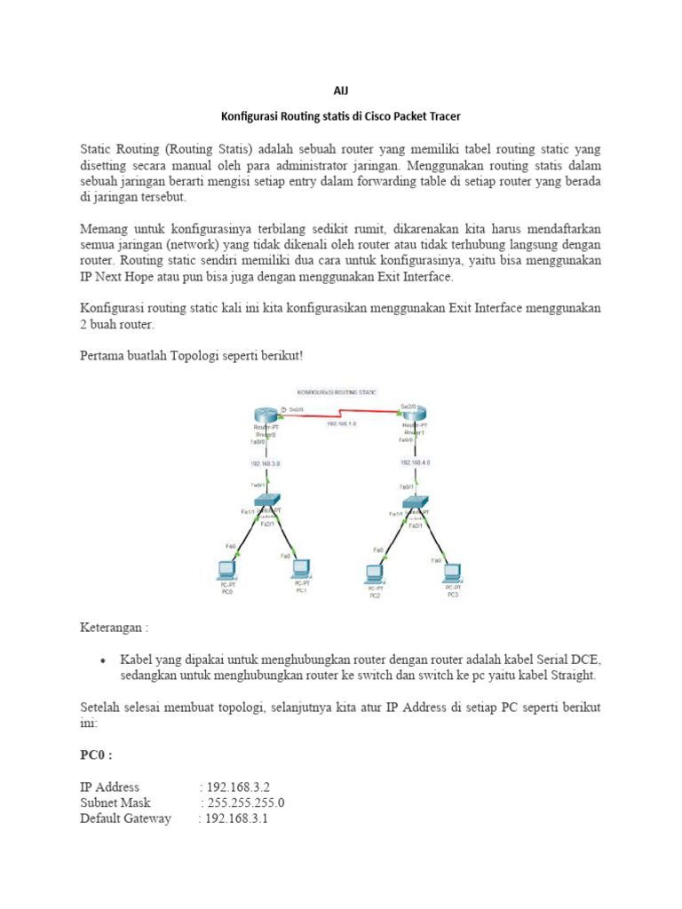 Konfigurasi Routing Statis Cisco PT | PDF