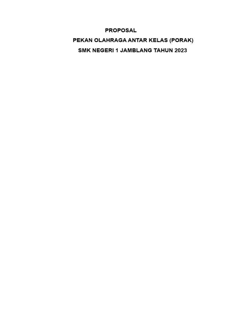 Proposal PORAK SMK Negeri 1 Jamblang 2023 | PDF