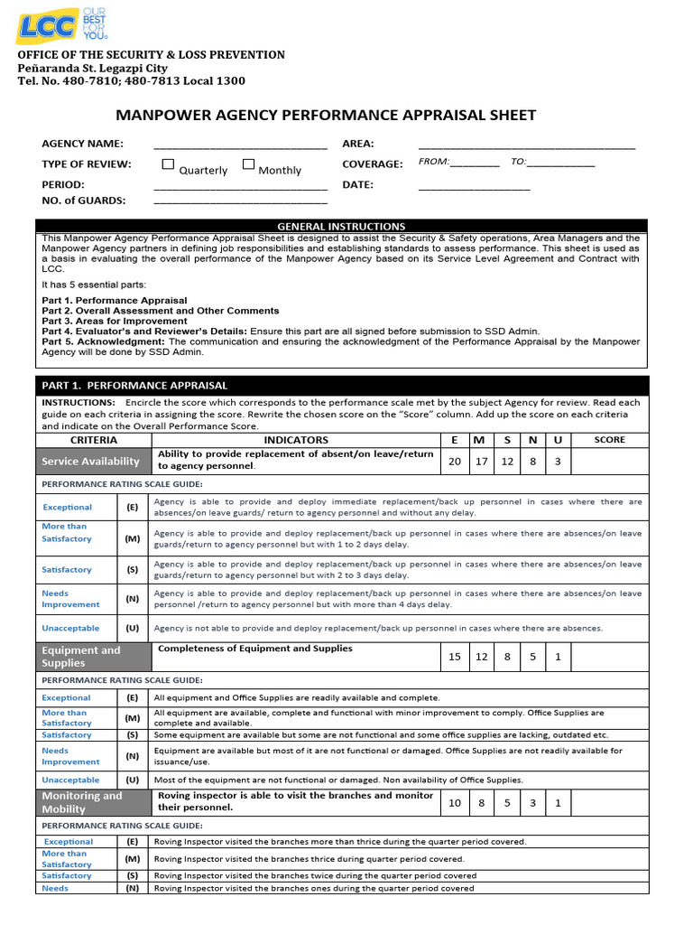 Quarterly Performance Evaluation - Manpower Agency | Download Free PDF ...