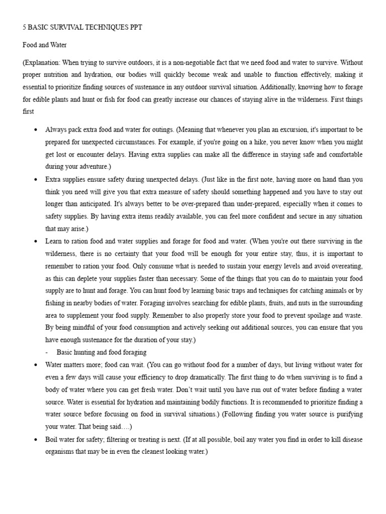 5 Basic Survival Techniques | PDF | Knot | First Aid