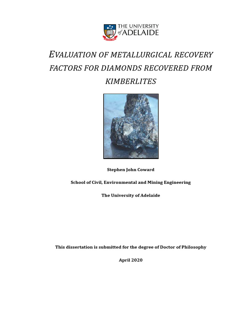Evaluation of Metallurgical Recovery Factors For Diamonds Recovered ...