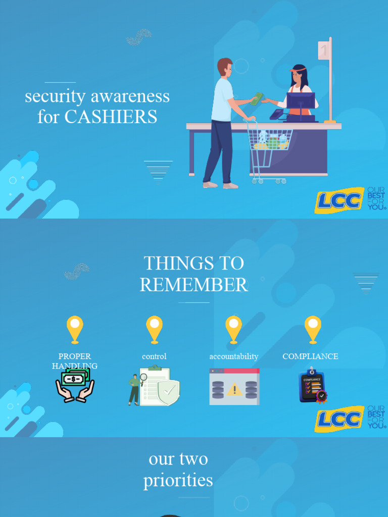 Cashier Security Awareness Guide | PDF | Cheque | Cash