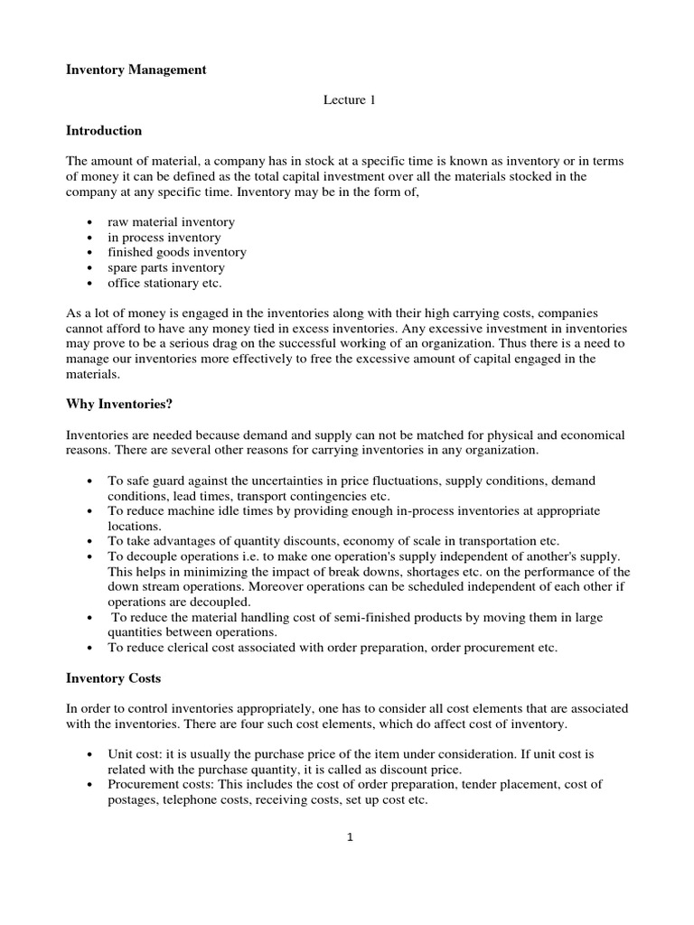 Inventory Management | PDF | Inventory | Economies