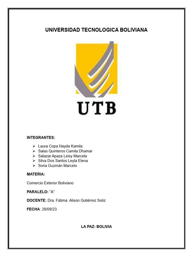 Insumos Bolivia | PDF | Bolivia | Exportaciones