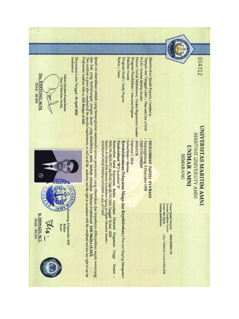 Ijazah & Transkip Nilai 2023 | PDF