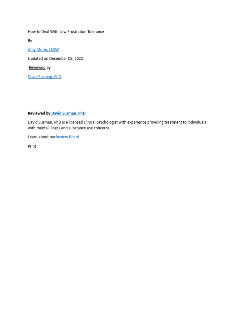 How To Deal With Low Frustration Tolerance | PDF | Mental Disorder ...