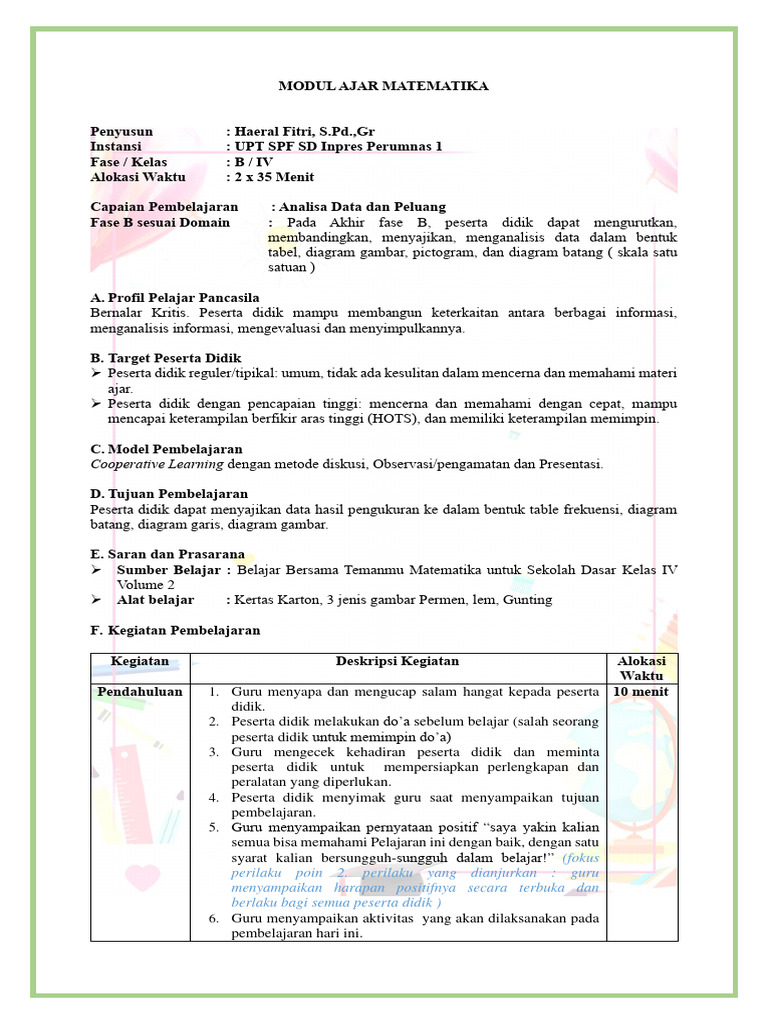 MODUL AJAR MTK observasi | PDF