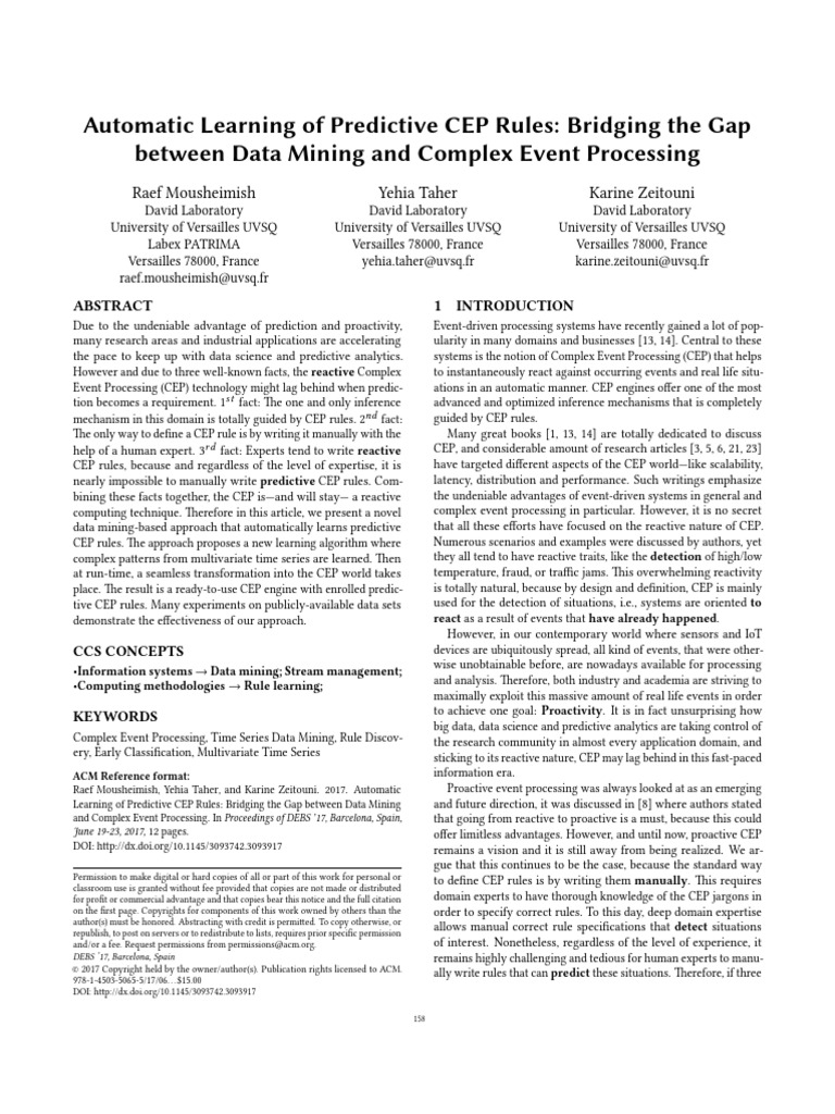 Automatic Learning of Predictive CEP Rules: Bridging The Gap Between Data Mining and Complex ...