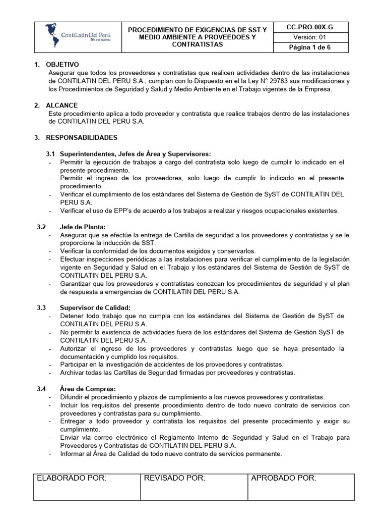 Procedimiento SST para Proveedores | PDF | Soldadura | Construcción