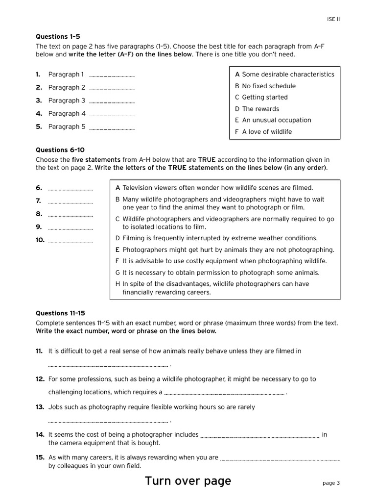 ISE II Sample Paper 7 (With Answers) - 3 | PDF