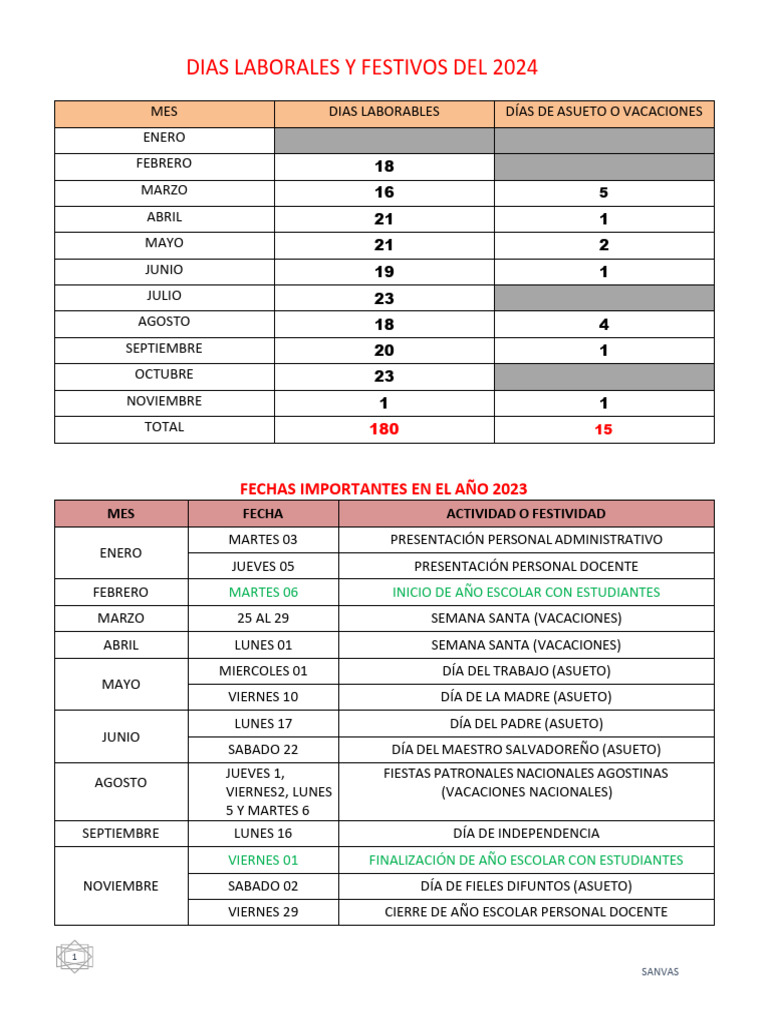 Calendario Escolar 2024 | PDF | Observancias