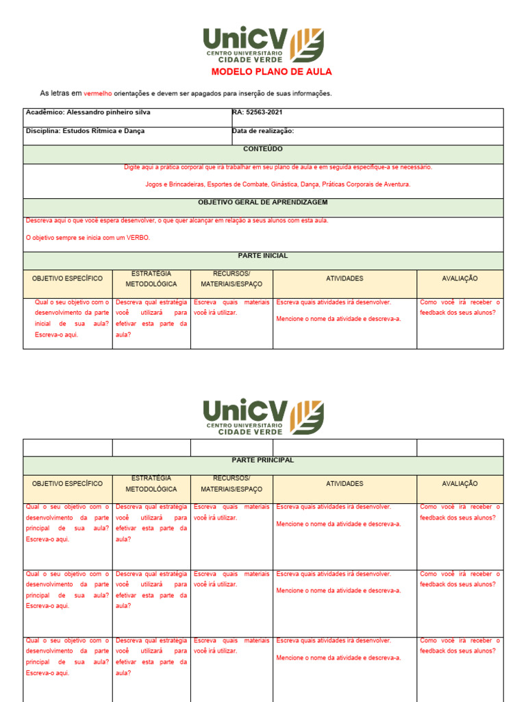 MODELO PLANO DE AULA EAP 2023 Padrão | PDF | Comentários | Irã