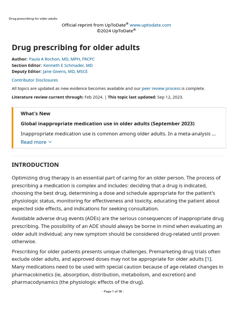 Drug Prescribing For Older Adults | PDF | Creatinine | Health Sciences Drug Prescribing For Older Adults | PDF | Creatinine | Health Sciences