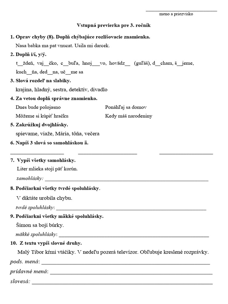 SJ 3 - Písomky | PDF